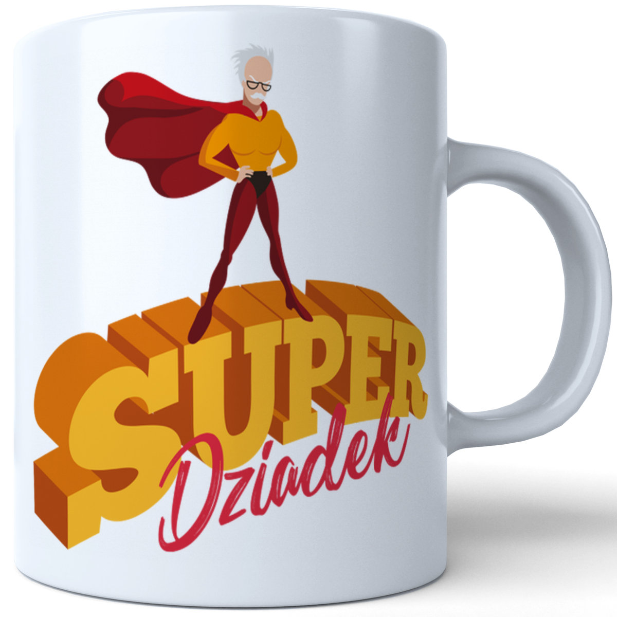 Kubek ceramiczny, na dzień dziadka, Super Dziadek, 330 ml, J&W, biały - J&W | Sklep EMPIK.COM