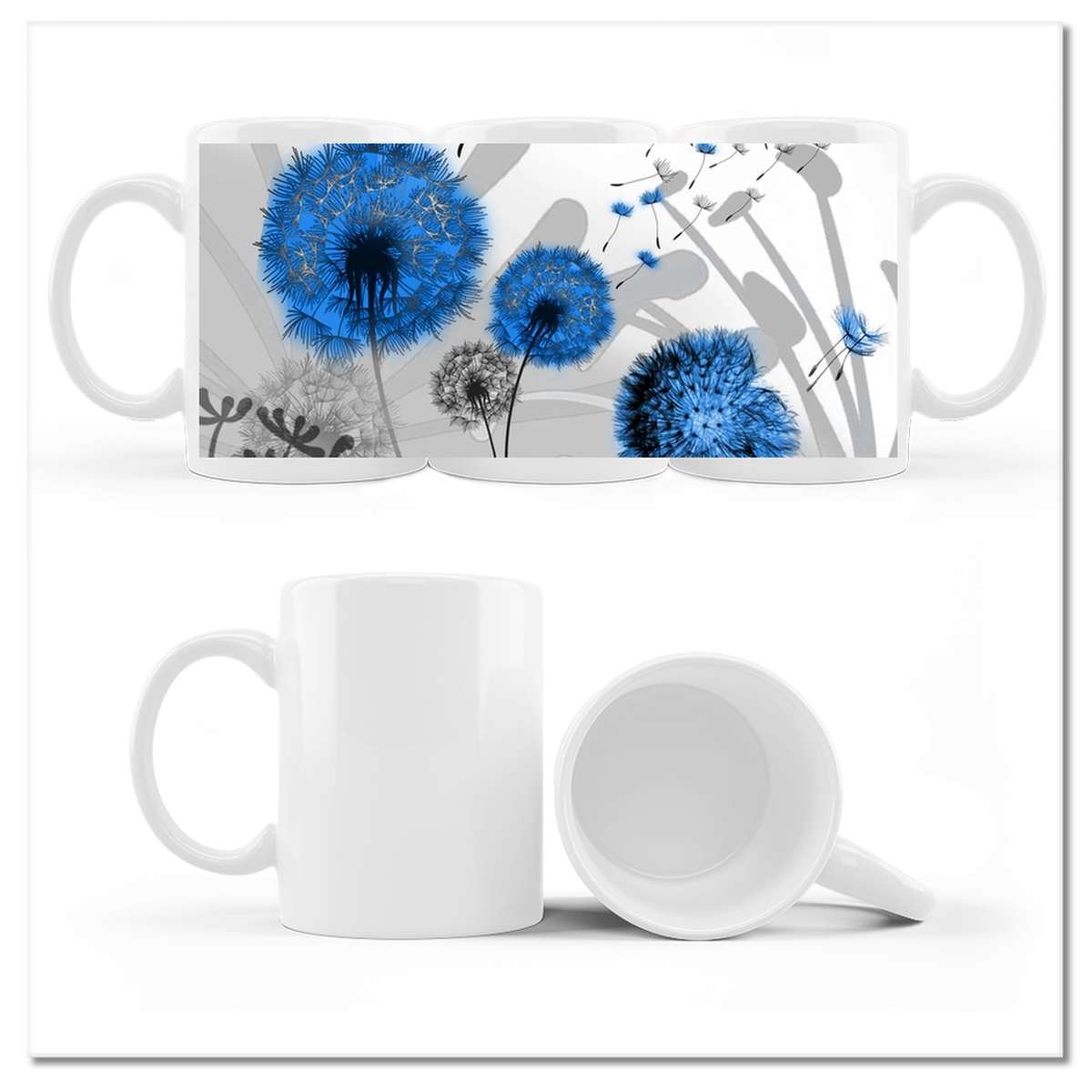 Kubek ceramiczny, Niebieskie dmuchawce, 330 ml, ZeSmakiem, biały - ZeSmakiem | Sklep EMPIK.COM