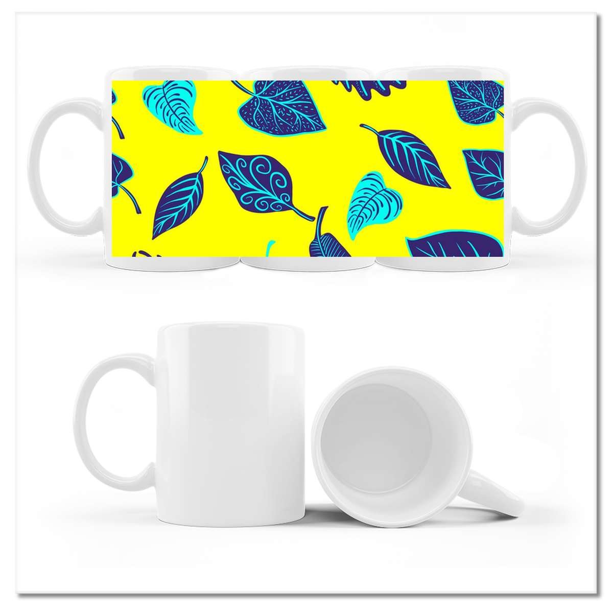 Kubek ceramiczny, Niebieskie listki, 330 ml, ZeSmakiem, biały - ZeSmakiem | Sklep EMPIK.COM