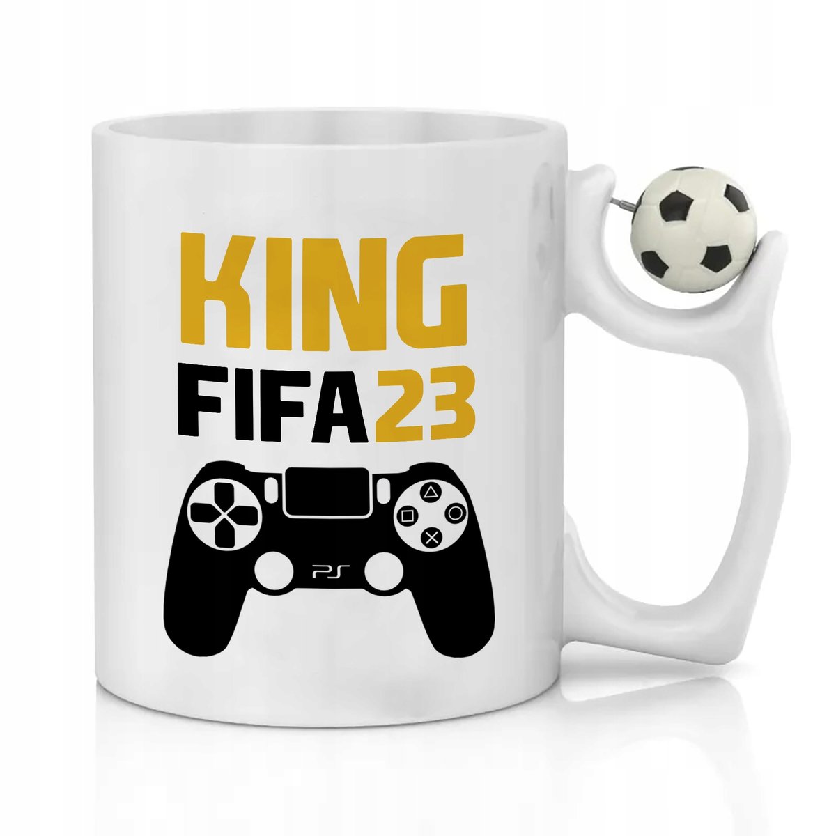 Kubek ceramiczny PIŁKA w uchwycie PREZENT dla KING FIFA GRA, 330ml ...