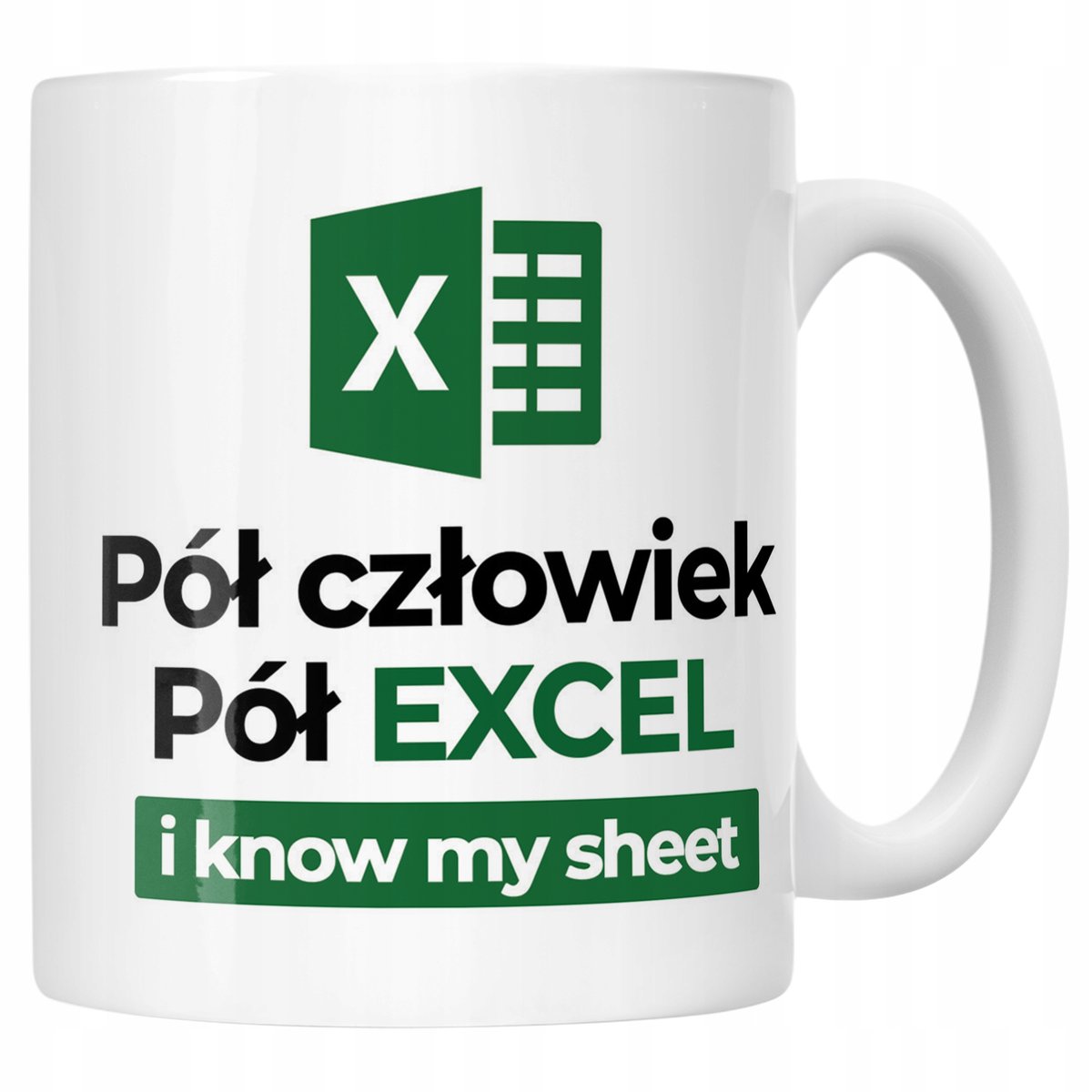 Kubek ceramiczny Pół Człowiek Pół Excel Zabawny Prezent Praca - Bullz ...