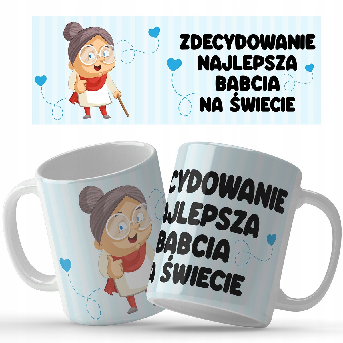 Kubek ceramiczny Prezent DLA NAJLEPSZEJ BABCI NA ŚWIECIE Wz, 330 ml, StyleCouture - StyleCouture ...