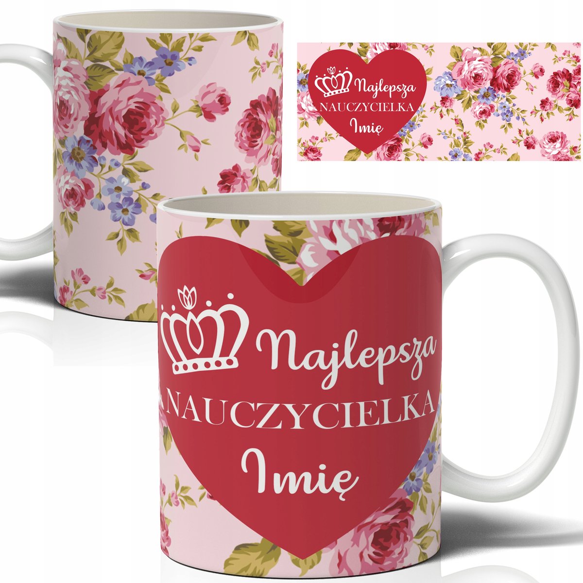 Kubek ceramiczny Prezent Dla Najlepszej Nauczycielki IMIĘ Wz, 330 ml, StyleCouture ...