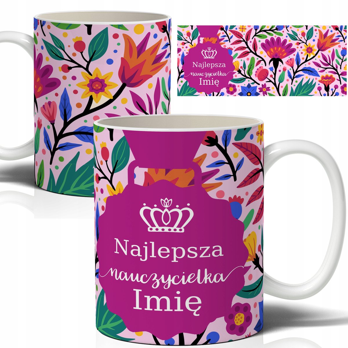 Kubek ceramiczny Prezent Dla Najlepszej Nauczycielki IMIĘ Wz, 330 ml, StyleCouture ...
