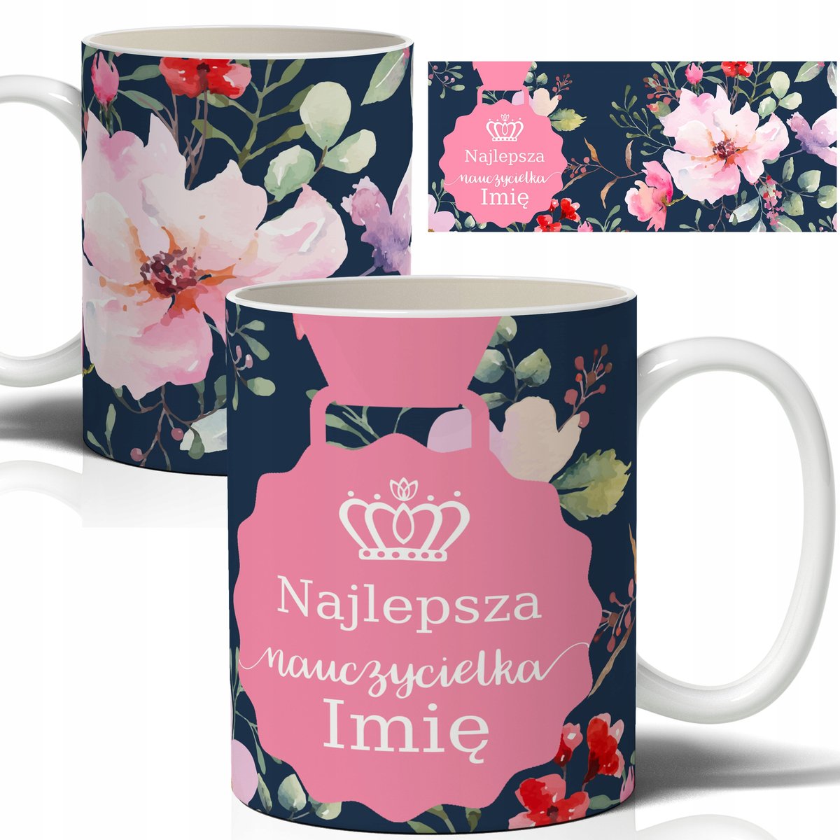 Kubek ceramiczny Prezent Dla Najlepszej Nauczycielki IMIĘ Wz, 330 ml, StyleCouture ...