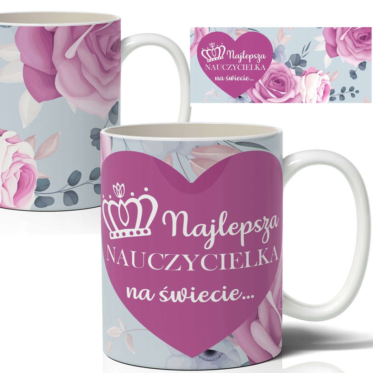 Kubek ceramiczny Prezent dla najlepszej NAUCZYCIELKI WZORY, 330 ml, StyleCouture - StyleCouture ...