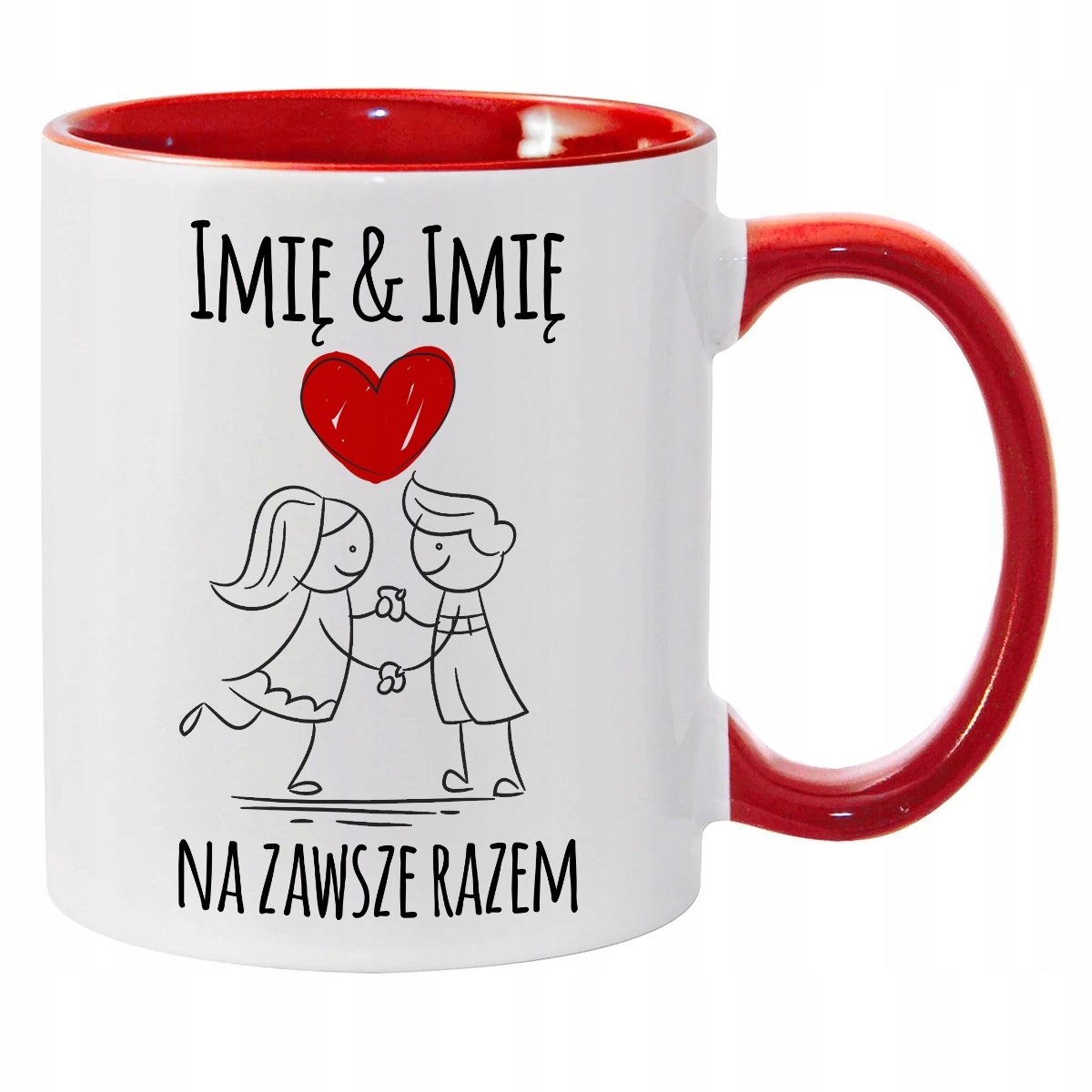 Kubek ceramiczny Red Na Walentynki Na Zawsze Razem IMIĘ Wzory, 300 ml ...