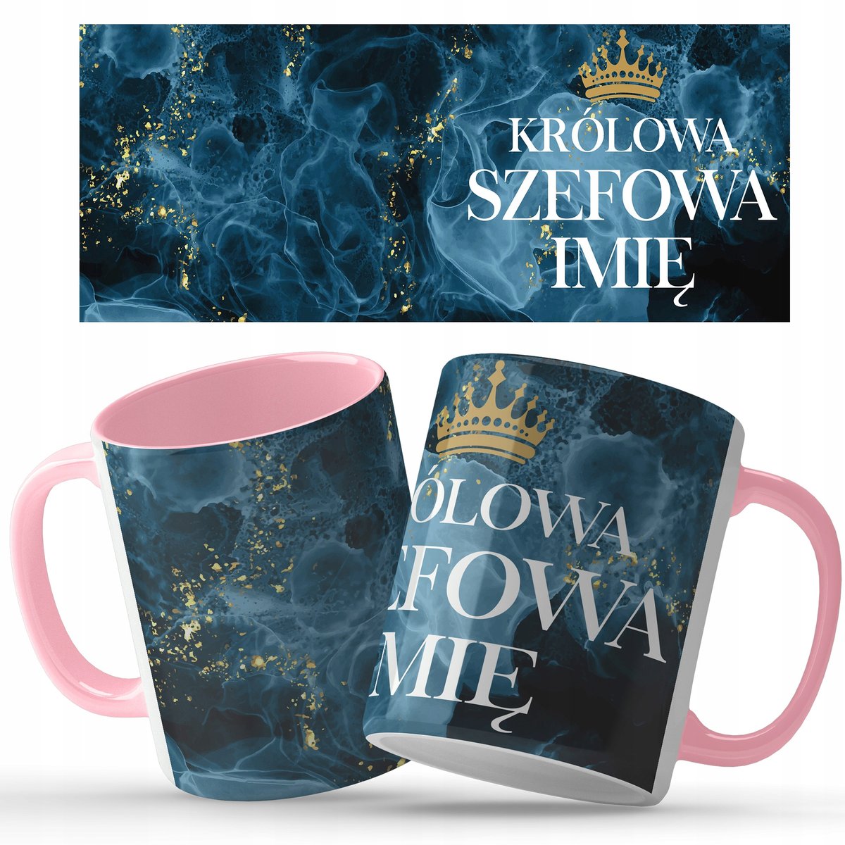 Kubek ceramiczny Różowy Na Prezent KRÓLOWA SZEFOWA IMIĘ Wz, 300 ml, StyleCouture - StyleCouture ...