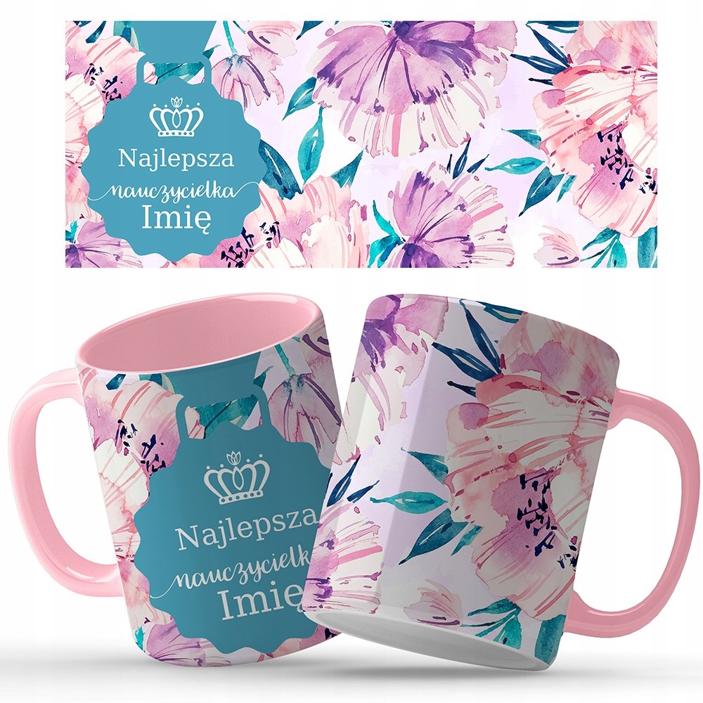 Kubek ceramiczny Różowy Prezent na DZIEŃ NAUCZYCIELA - IMIĘ, 300 ml, StyleCouture - StyleCouture ...