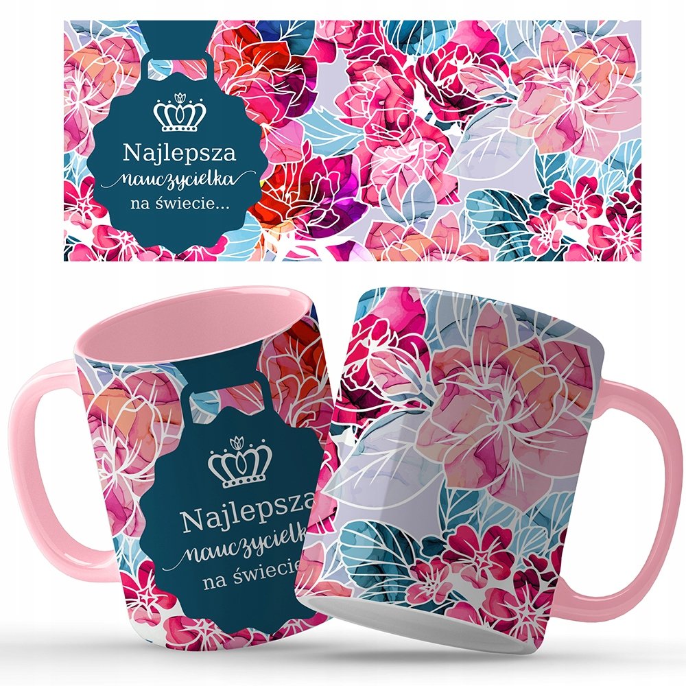 Kubek ceramiczny Różowy Prezent na DZIEŃ NAUCZYCIELA Wzory, 300 ml, StyleCouture - StyleCouture ...