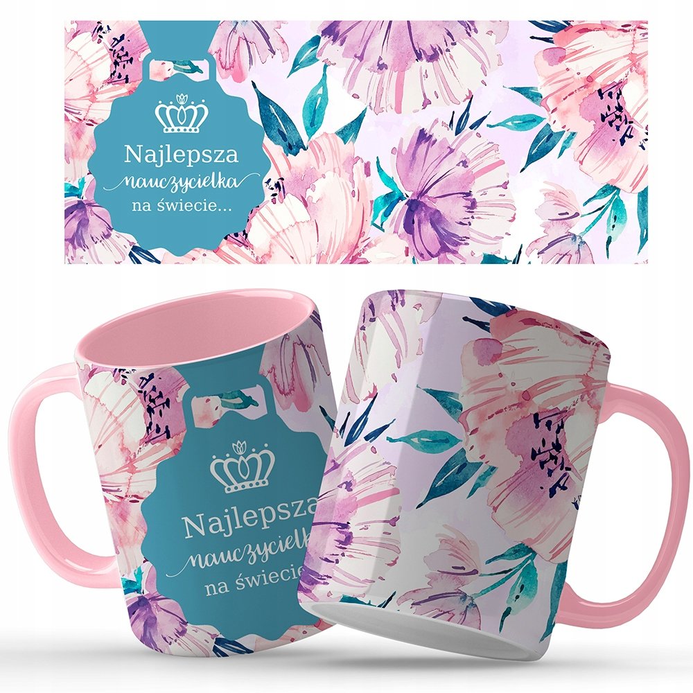 Kubek ceramiczny Różowy Prezent na DZIEŃ NAUCZYCIELA Wzory, 300 ml, StyleCouture - StyleCouture ...