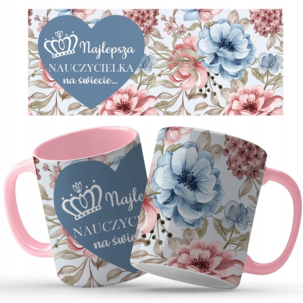 Kubek ceramiczny Różowy Prezent na DZIEŃ NAUCZYCIELA Wzory, 300 ml, StyleCouture - StyleCouture ...