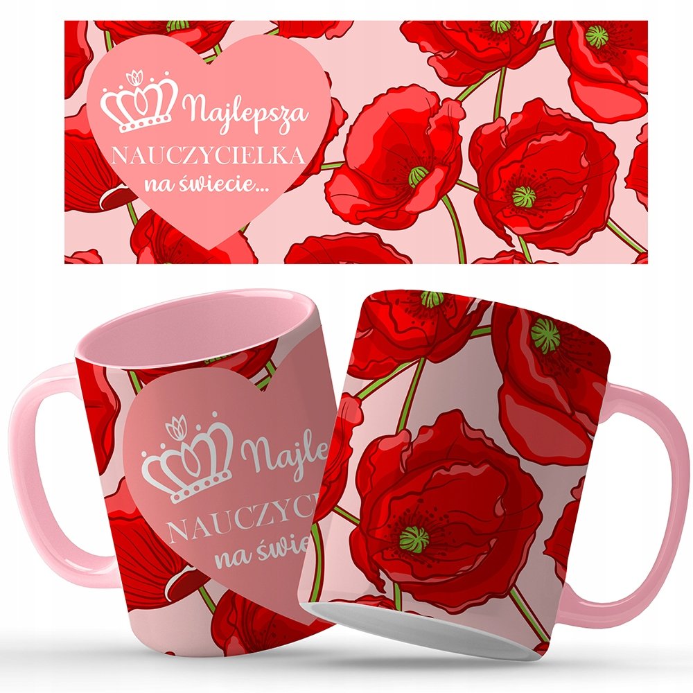 Kubek ceramiczny Różowy Prezent na DZIEŃ NAUCZYCIELA Wzory, 300 ml, StyleCouture - StyleCouture ...