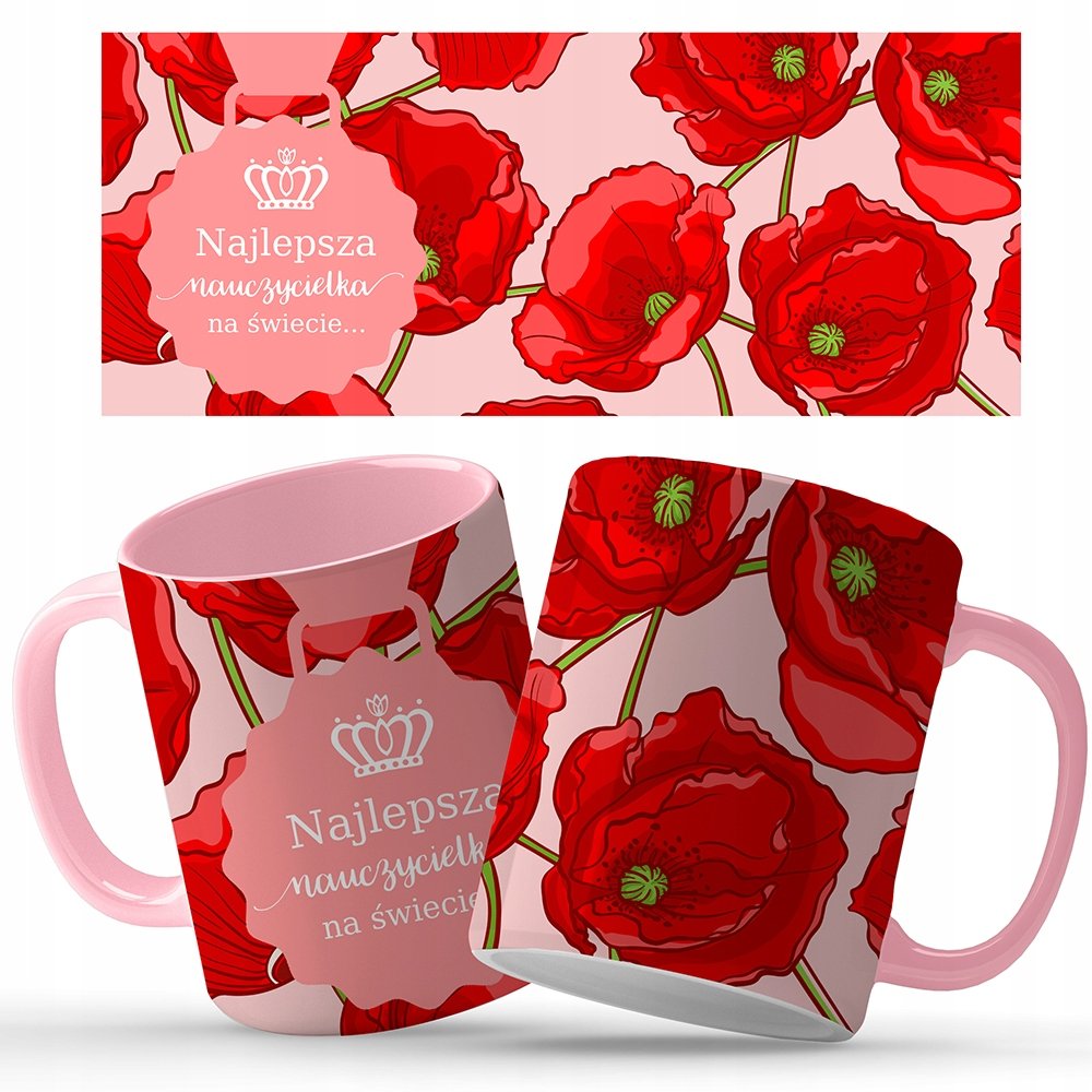 Kubek ceramiczny Różowy Prezent na DZIEŃ NAUCZYCIELA Wzory, 300 ml, StyleCouture - StyleCouture ...