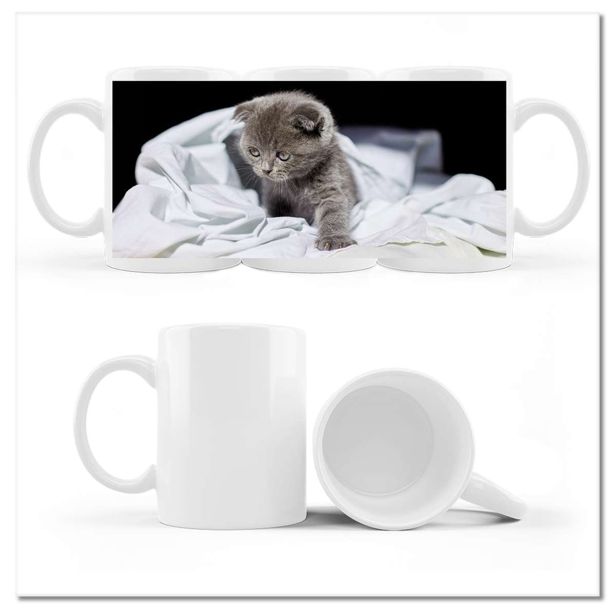 Kubek ceramiczny, Słodki brytyjski koteczek, 330 ml, ZeSmakiem, biały ...