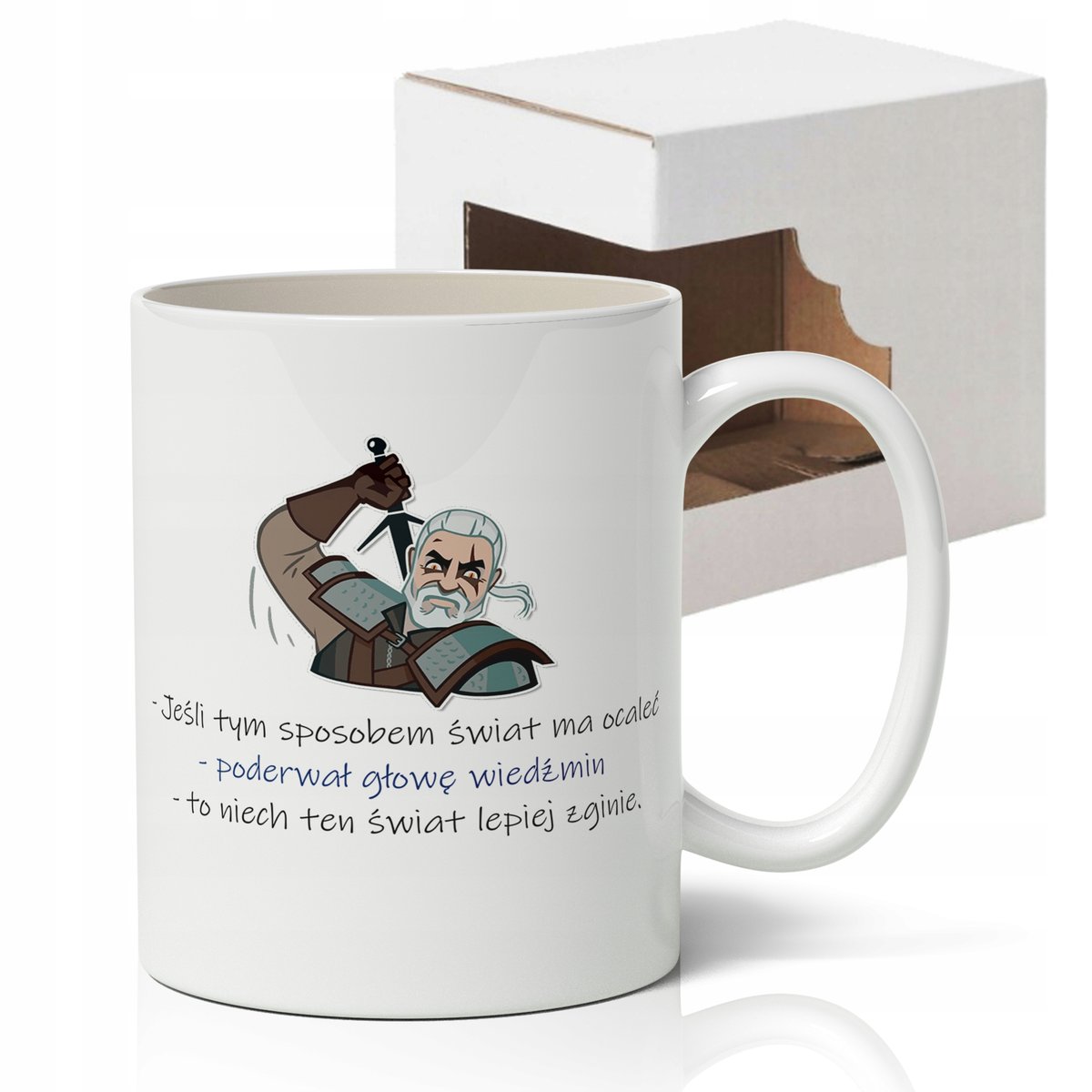 Kubek ceramiczny, Śmieszne CYTATY z WIEDŹMINA, 330 ml, StyleCouture, biały - StyleCouture ...