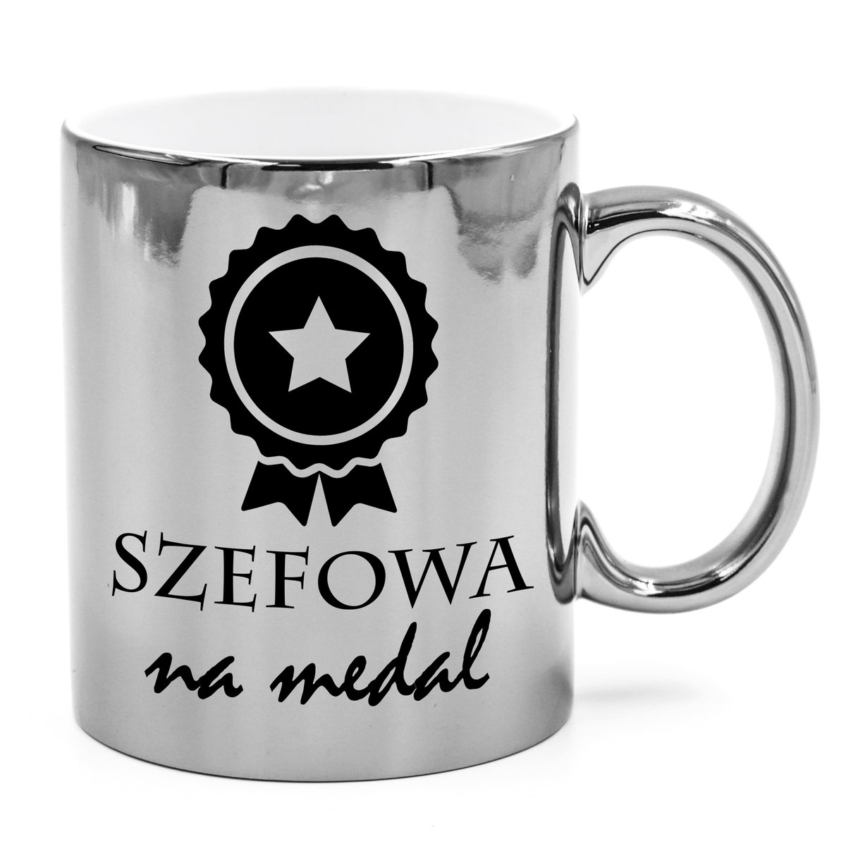 Kubek ceramiczny SREBRNY PREZENT dla SZEFOWEJ Szefa Wzory, 300ml - StyleCouture | Sklep EMPIK.COM