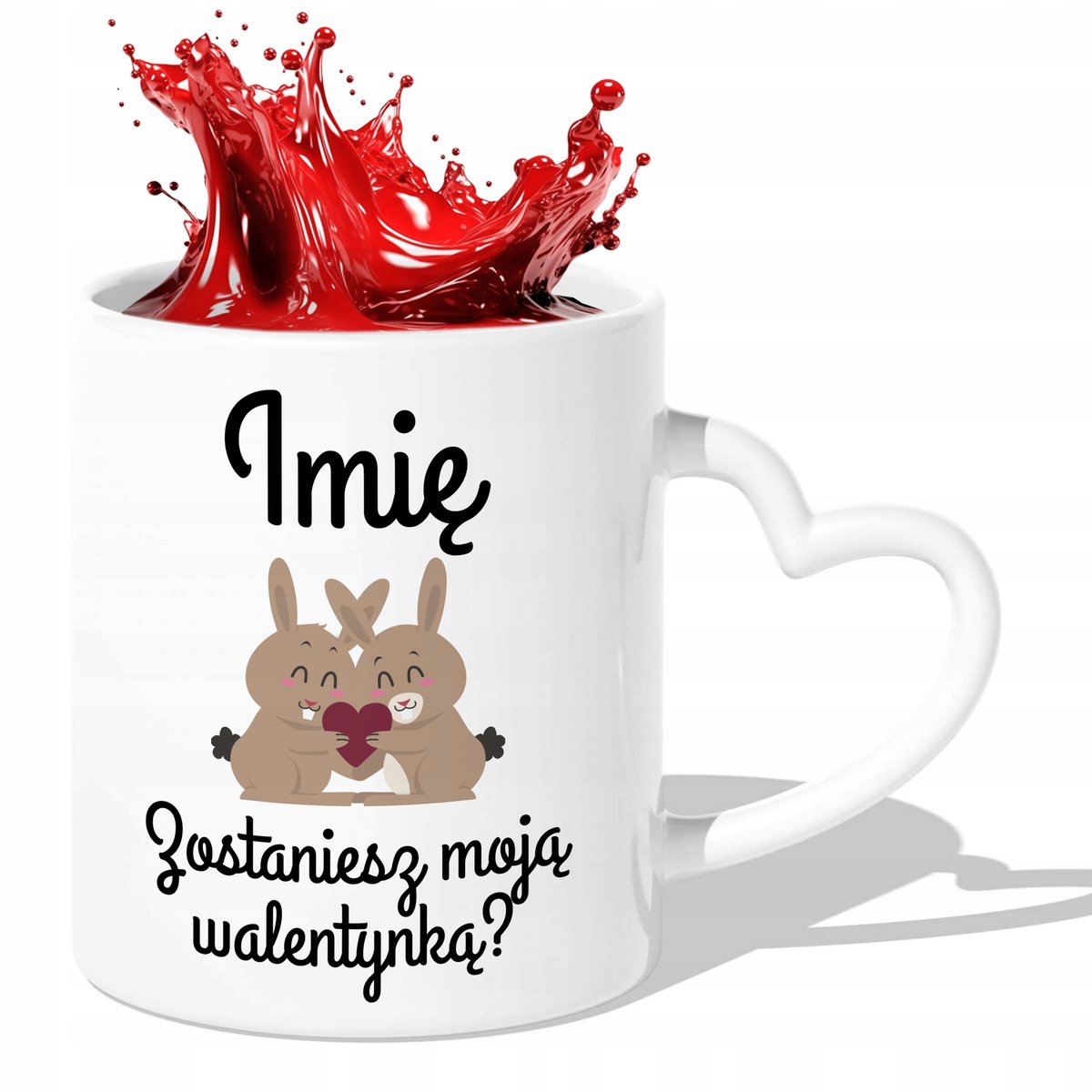 Kubek ceramiczny, TWOJE IMIĘ Moją Walentynką, 330 ml, StyleCouture, biały - StyleCouture | Sklep ...