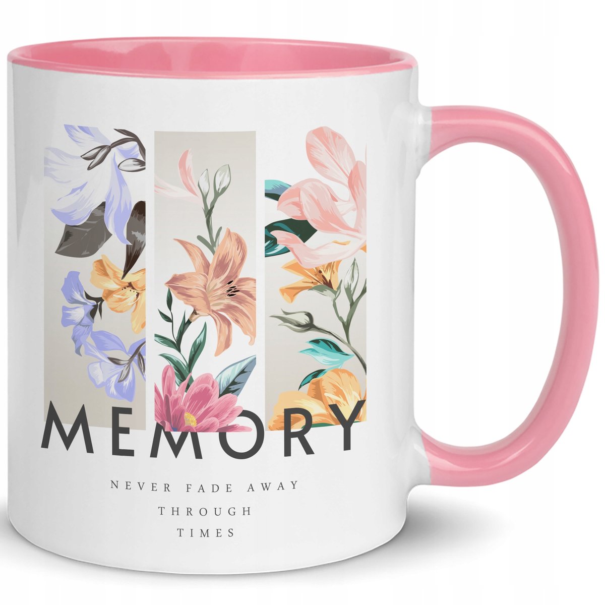 Kubek ceramiczny Ucho i Wnętrze RÓŻ Flowers Memory MiX WZORÓW, 300 ml, StyleCouture ...