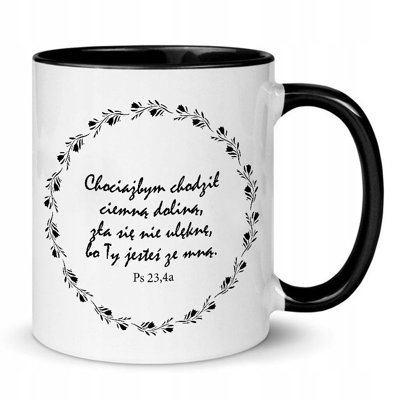 Kubek ceramiczny WNĘTRZE CZARNE RELIGIJNE Wzory Cytaty BIBLIA, 330 ml, StyleCouture ...