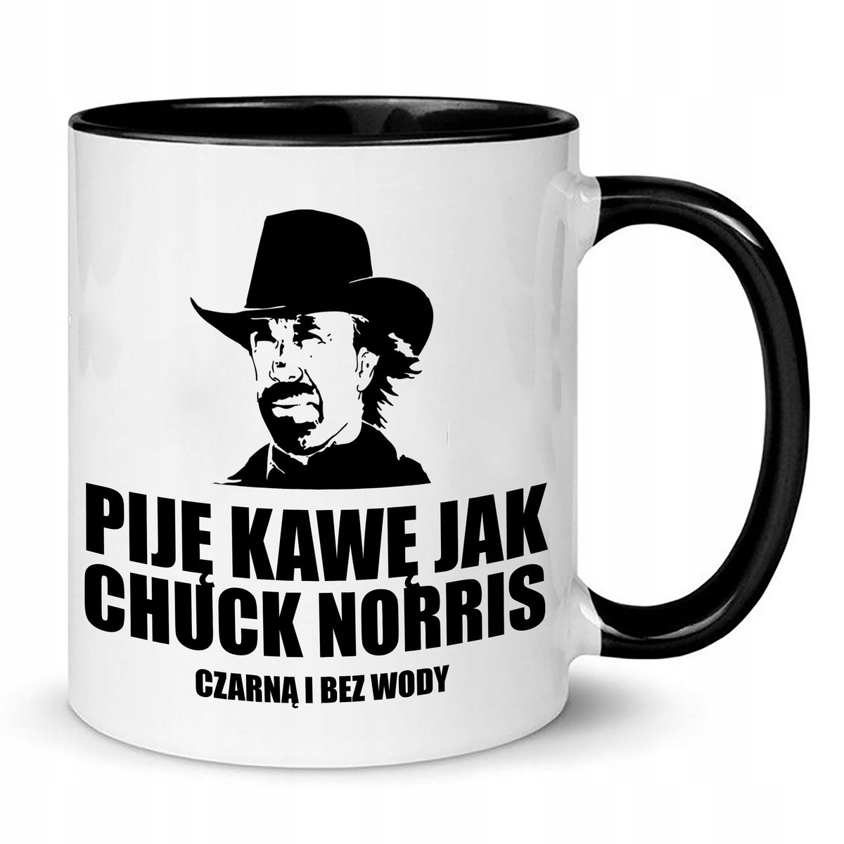 Kubek ceramiczny WNĘTRZE UCHO CZARNE CHUCK NORRIS Memy MiX, 330 ml ...