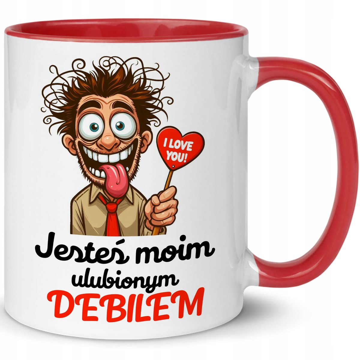 Kubek ceramiczny wyjątkowy prezent dla zakochanych Jesteś moim ulubionym Debilem Wzory, 300 ml ...
