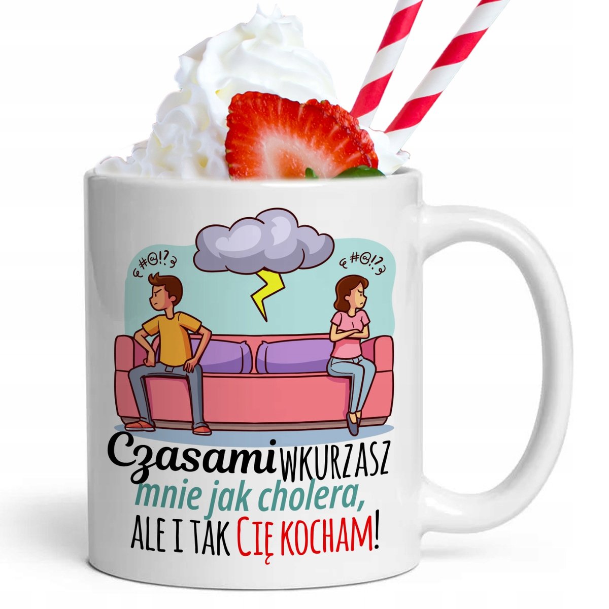 Kubek ceramiczny wyjątkowy prezent dla zakochanych par Ale i tak Cię Kocham mix Wzorów, 300 ml ...