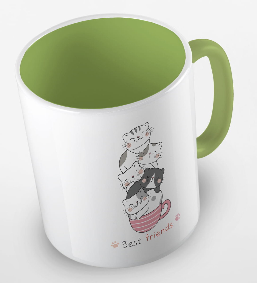Kubek ceramiczny z grafiką best friends, kotki, 330ml, Fotobloki&Decor, różne kolory wnętrza ...