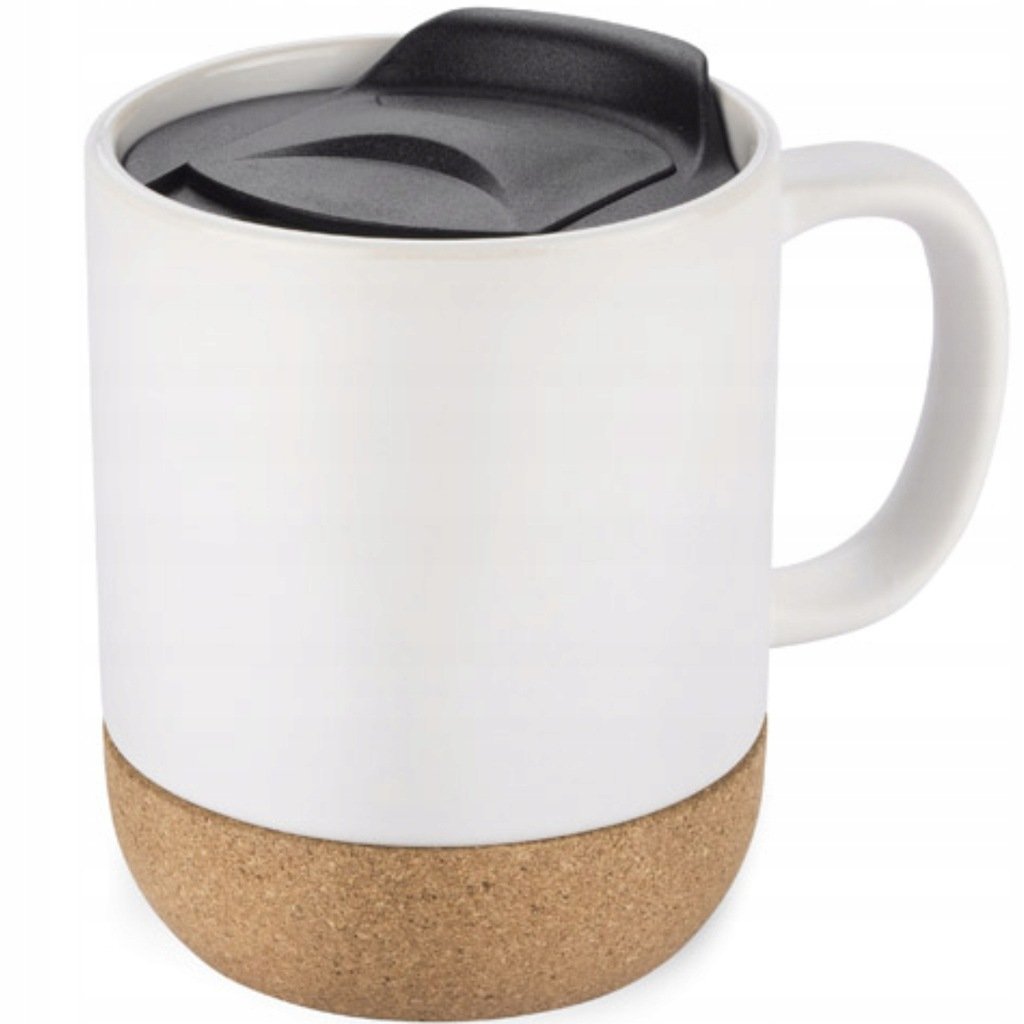 KUBEK CERAMICZNY z korkowym spodem i z pokrywką 300 ml - BLUE COLLECTION | Sklep EMPIK.COM