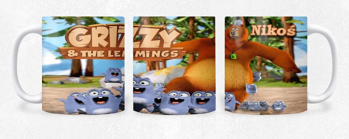 Kubek Ceramiczny Z Nadrukiem Grizzy I Lemingi Wzory Bajki - Imię - Inna ...