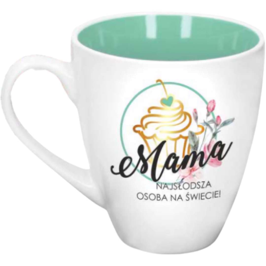 Kubek ceramiczny z nadrukiem "Mama najsłodsza osoba na świecie - Babeczka", 470 ml Creative ...