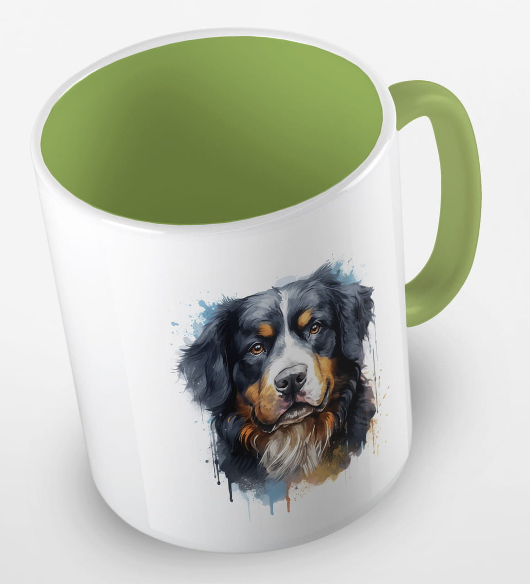 Kubek ceramiczny z nadrukiem psa rasy berneński pies pasterski, różne ...