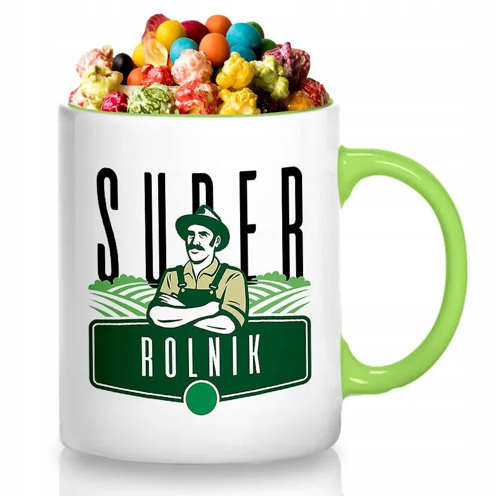KUBEK CERAMICZNY ZIELONY PREZENT DLA ROLNIKA SUPER ROLNIK TRAKTOR WZORY ...