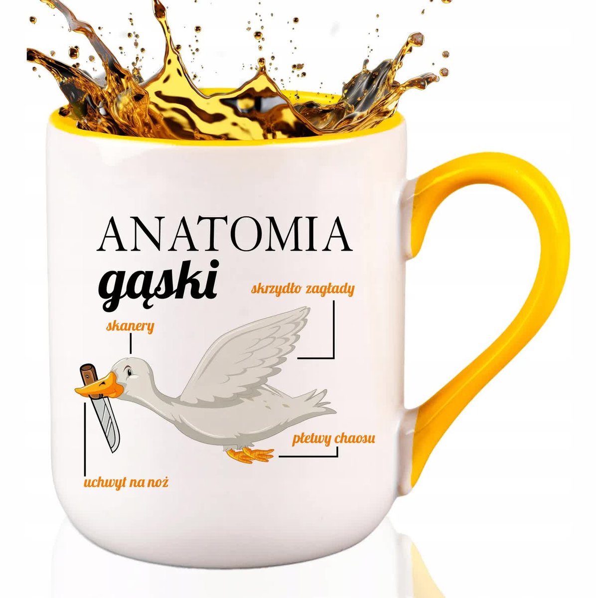 KUBEK COMBO ŻÓŁTY Na Prezent Urodziny ANATOMIA GĄSKI Pimpuś Zabawne ...