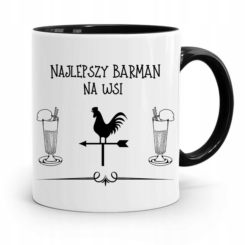 KUBEK CZARNY BARMANA NAJLEPSZY BARMAN NA WSI z Nadrukiem ze Zdjęciem ...