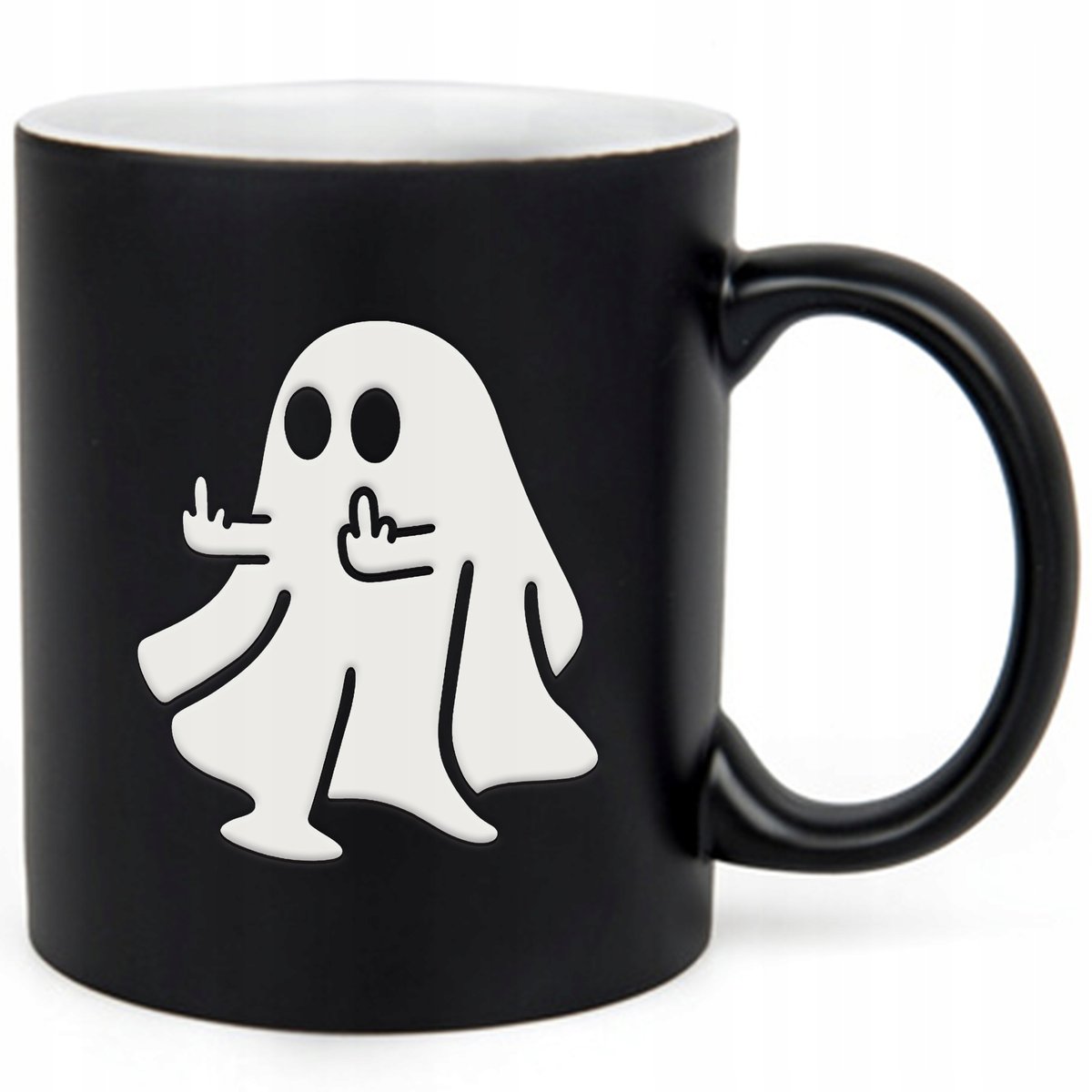 Kubek Czarny Biały Grawer Prezent Gadżet NA HALLOWEEN Zabawny Duszek ...
