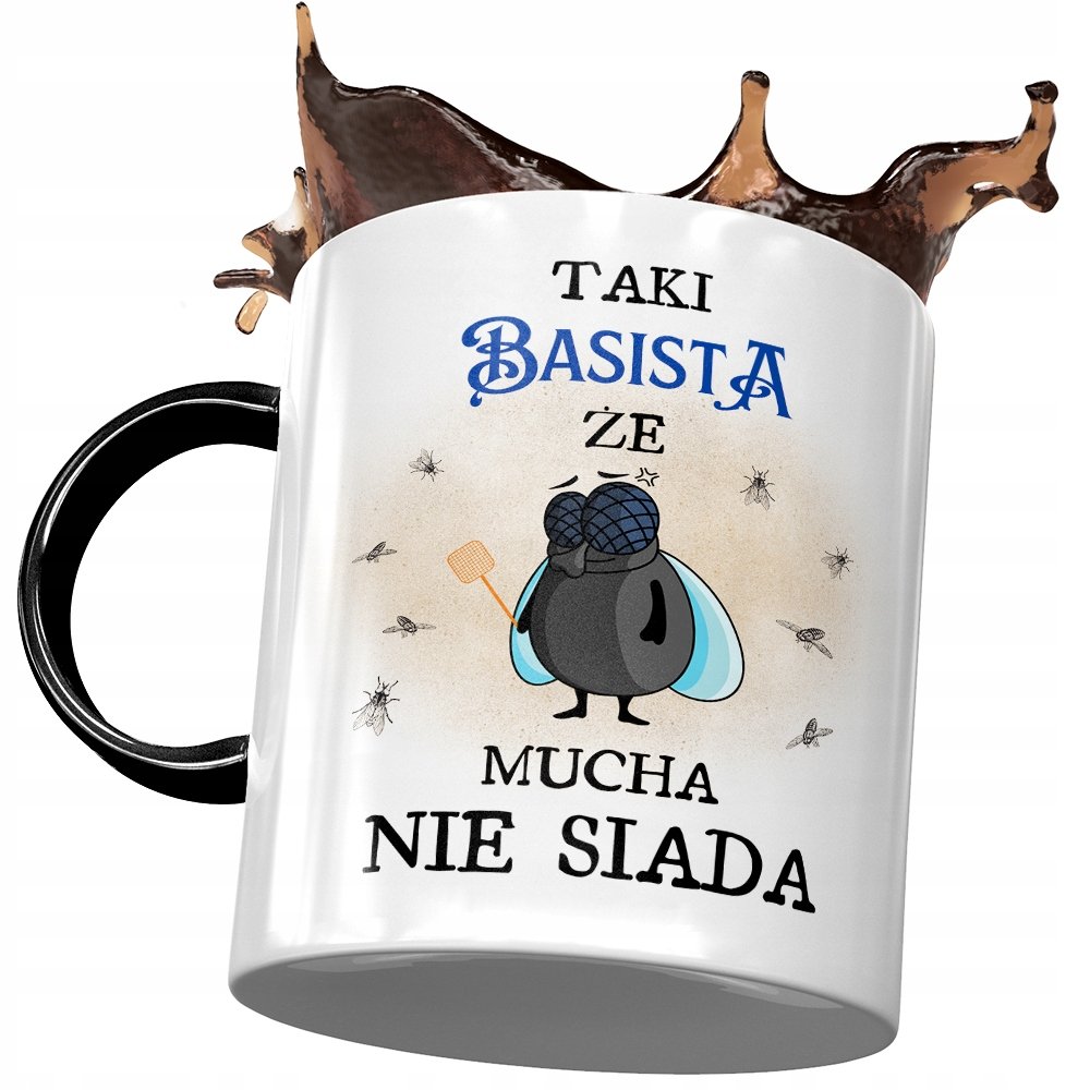 Kubek Czarny Dla Basisty Że Mucha Nie Siada z Nadrukiem ze Zdjęciem ...