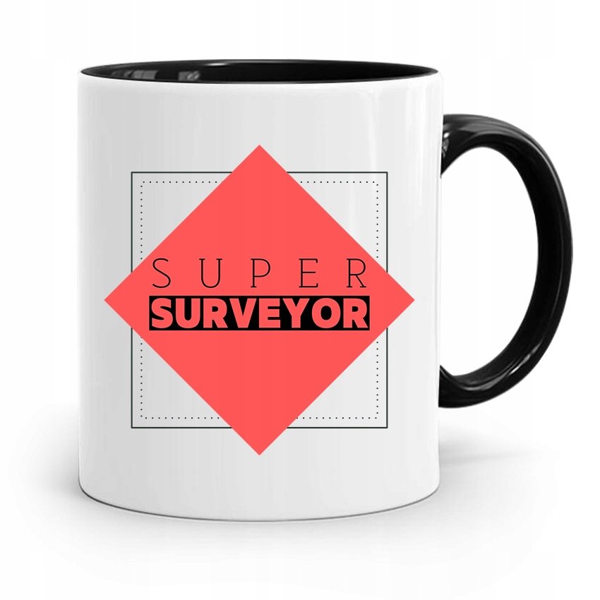 KUBEK CZARNY DLA GEODETY SUPER SURVEYOR z Nadrukiem ze Zdjęciem ...