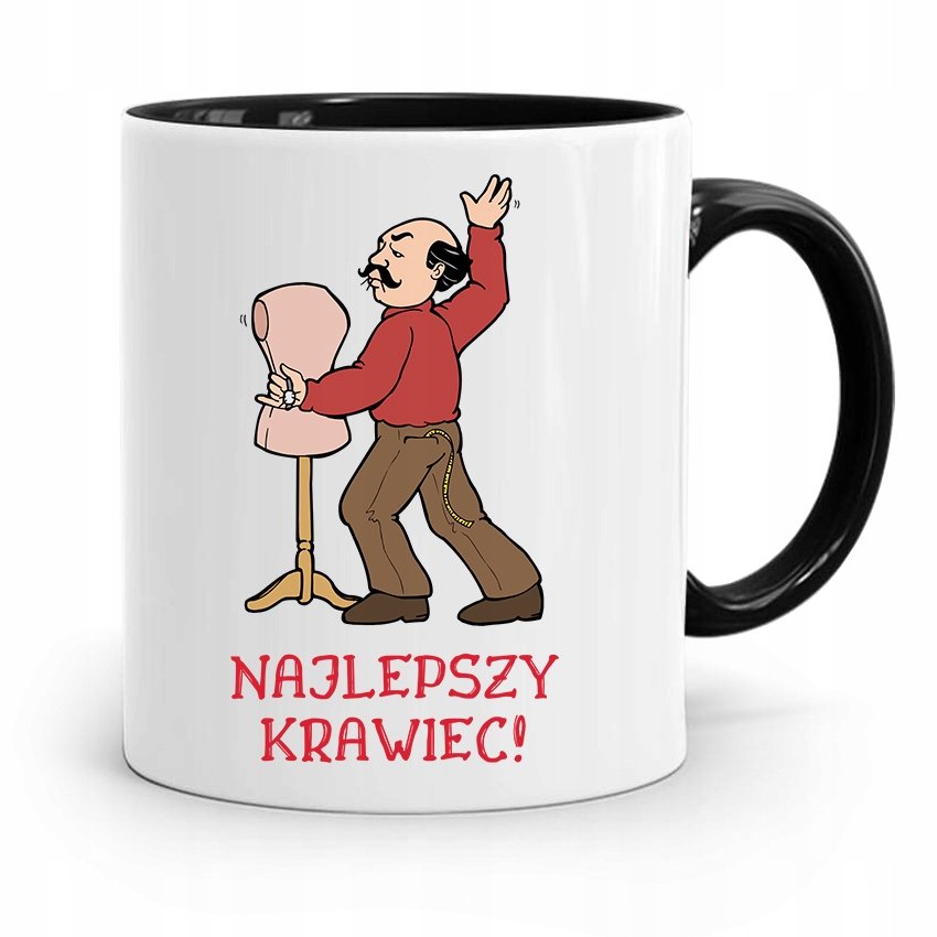 KUBEK CZARNY DLA KRAWCA NAJLEPSZY KRAWIEC PREZENT z Nadrukiem ze Zdjęciem - PoliDraw | Sklep ...