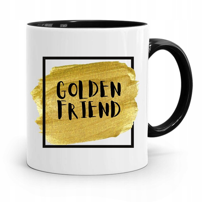 KUBEK CZARNY DLA PRZYJACIELA GOLDEN FRIEND PREZENT z Nadrukiem ze ...