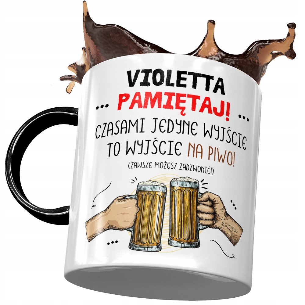 Kubek Czarny Dla Violetty Koleżanki Żony Prezent z Nadrukiem ze ...