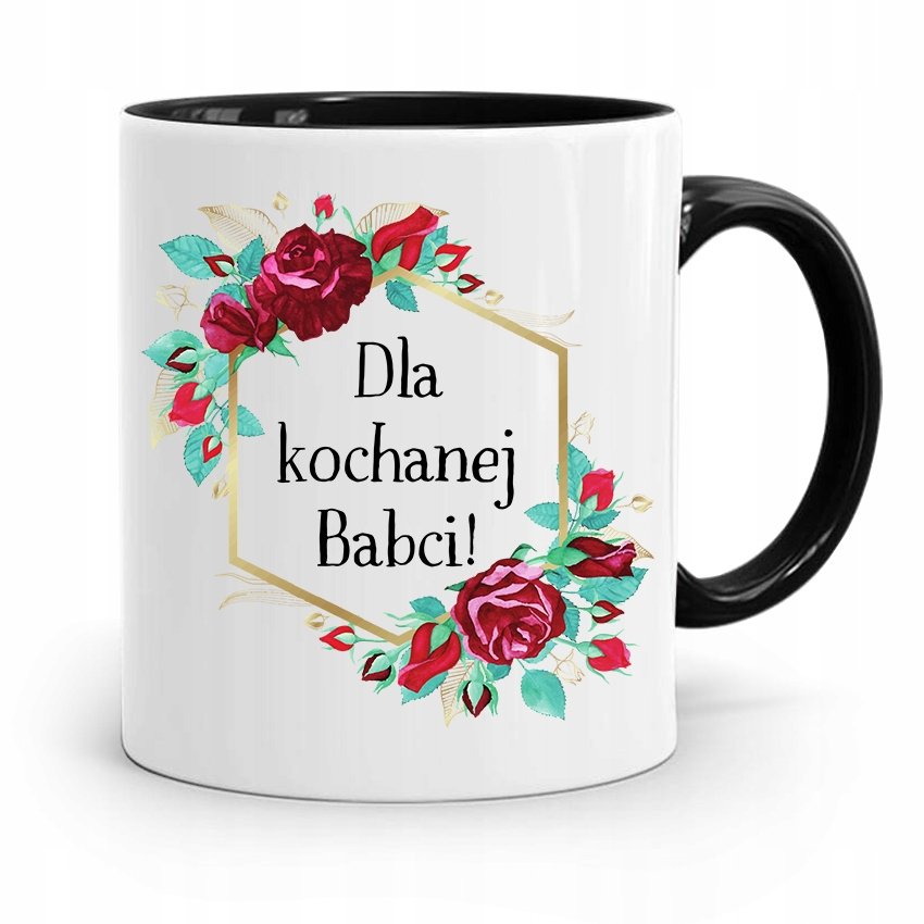 KUBEK CZARNY DZIEŃ BABCI DLA KOCHANEJ BABCI z Nadrukiem ze Zdjęciem - PoliDraw | Sklep EMPIK.COM
