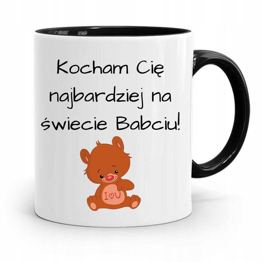 KUBEK CZARNY DZIEŃ BABCI KOCHAM CIĘ NAJBARDZIEJ z Nadrukiem ze Zdjęciem - PoliDraw | Sklep EMPIK.COM