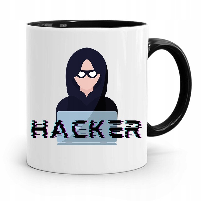 KUBEK CZARNY INFORMATYKA PROGRAMISTY HACKER z Nadrukiem ze Zdjęciem ...