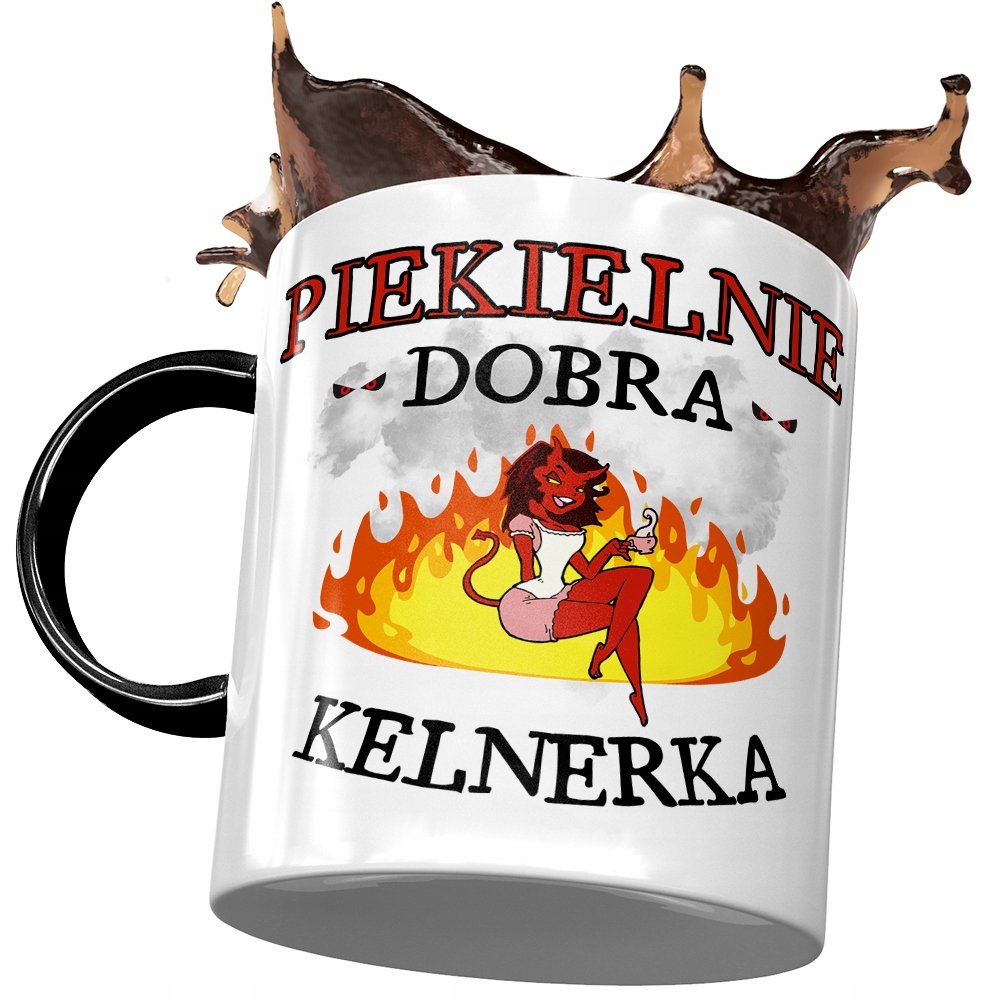 Kubek Czarny Kelnerki Piekielnie Dobra Kelnerka z Nadrukiem ze Zdjęciem ...