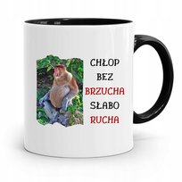 KUBEK CZARNY NOSACZ JANUSZ CHŁOP BEZ BRUCHA z Nadrukiem ze Zdjęciem ...