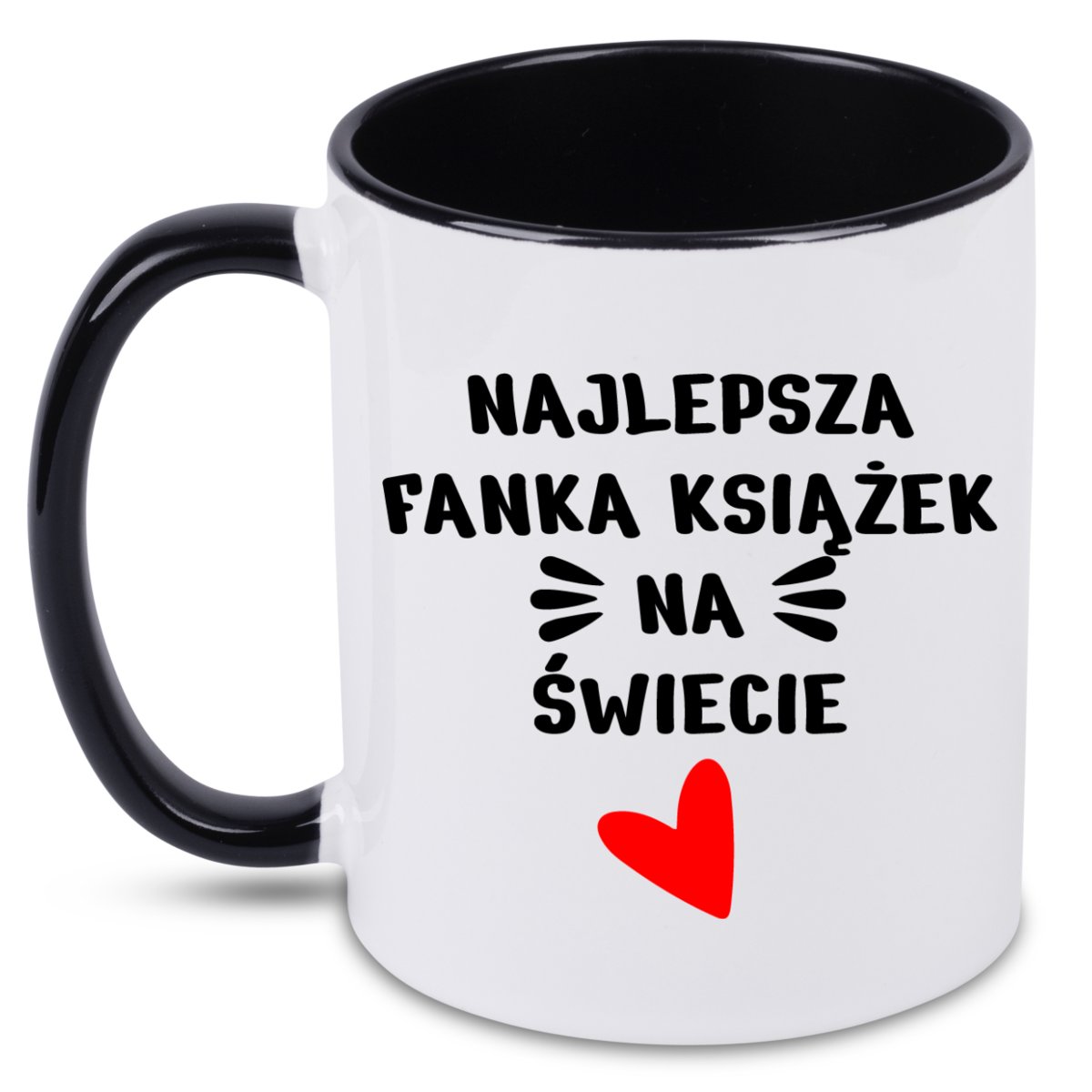 Kubek czarny prezent dla fanki książek, fanka książek, książki + imię ...