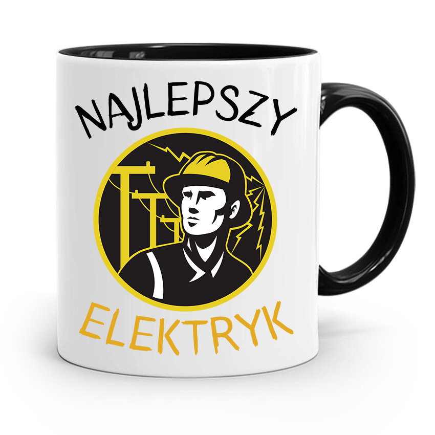 KUBEK CZARNY PREZENT ELEKTRYKA NAJLEPSZY ELEKTRYK z Nadrukiem ze Zdjęciem - PoliDraw | Sklep ...