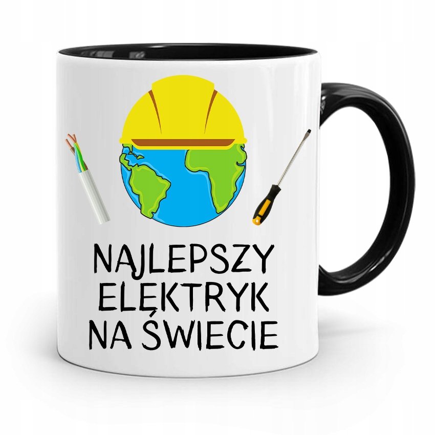 KUBEK CZARNY PREZENT ELEKTRYKA NAJLEPSZY ELEKTRYK z Nadrukiem ze Zdjęciem - PoliDraw | Sklep ...