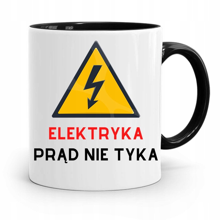 KUBEK CZARNY PREZENT ELEKTRYKA PRĄD NIE TYKA z Nadrukiem ze Zdjęciem - PoliDraw | Sklep EMPIK.COM